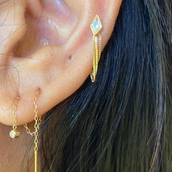 NEW ‣ Dido 14K Solid Gold Bead Charm Double Chain Attachment • 14K Gold ...