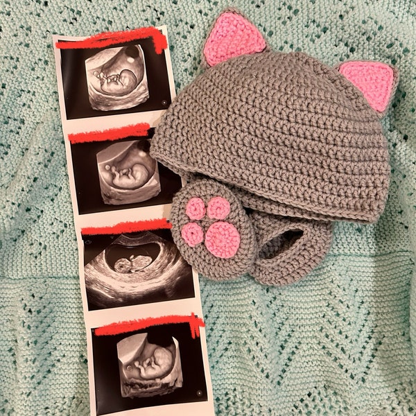 Baby Cat Cocoon Hat & Booties Crochet Pattern - Etsy