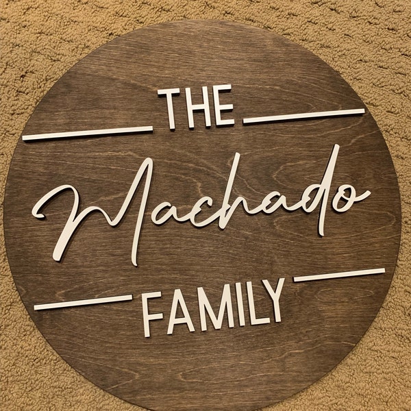 Personalized Round Family Wall Sign, Personalized 3D Wood Sign ...