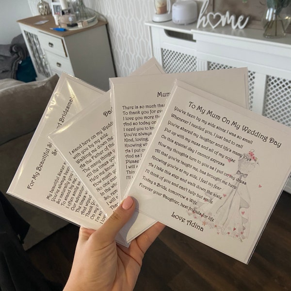 Mother of the Bride Wedding Day Card, Personalised Mum Wedding Keepsake ...