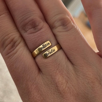 Engraved Double Name Ring Two Name Rings Personalized Names Couples ...