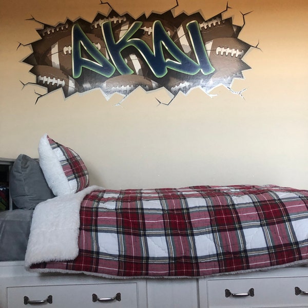 Football Graffiti Name Removable Wall Decal Art Sports Large Sticker ...