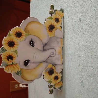 Elephant Sunflower Baby Shower Decorations, Elephant Baby Girl Yellow ...