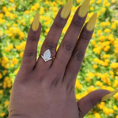 3 CT Pear Shape Lab Grown Diamond Engagement Ring / 6 Prong - Etsy