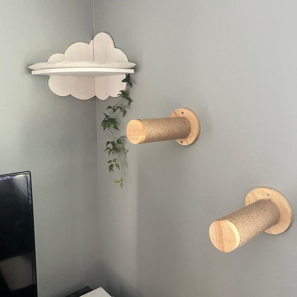 Cloud Cat Corner Shelf With Pillow, Cat Shelves, Cat Furniture, Wall ...