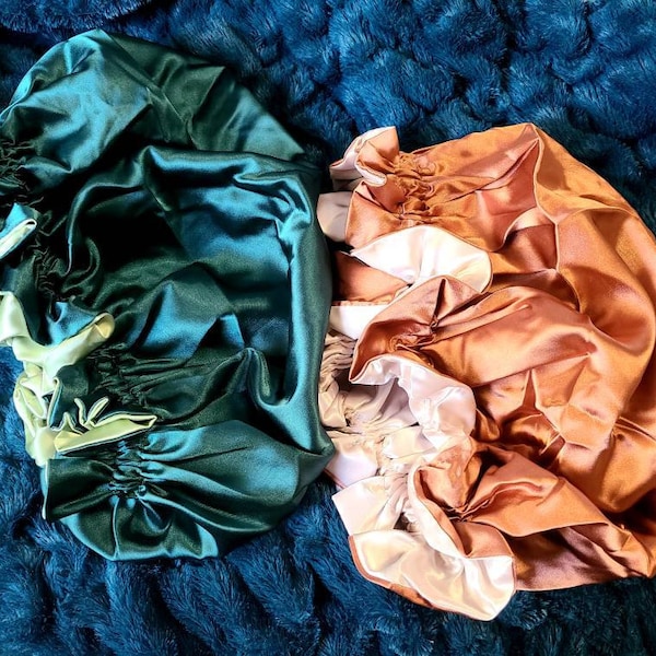 Reversible Satin Bonnet for Women, Sleep Bonnet for Women, Curly Hair ...