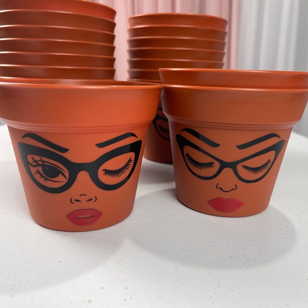 Vinyl Decal: Flower Pot Face / Fishbowl DIY / Clay / Flower Pot DIY ...