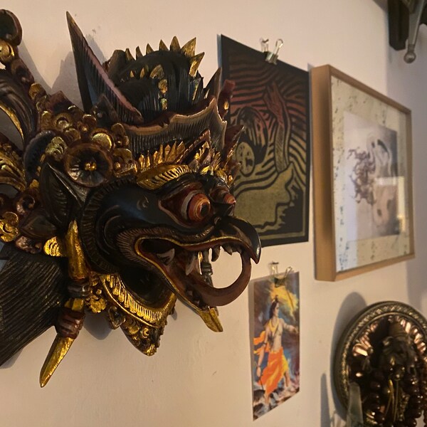 Handmade Balinese Lord Krishna Wood Carving 49cm X 33cm X 7cm Wood ...