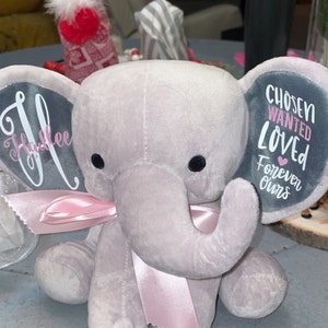 Personalized Adoption Elephant Stuffed Animal With Name and Monogram - Etsy