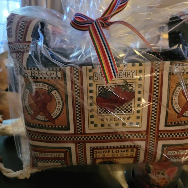 Debbie Mumm Farmhouse Seed Packets Fabric Basket With Handles - Etsy