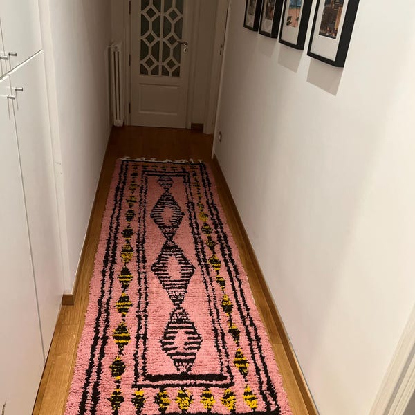 Amazing Moroccan Pink Rug - Custom Bohemian Rugs - Wool Rug Green ...
