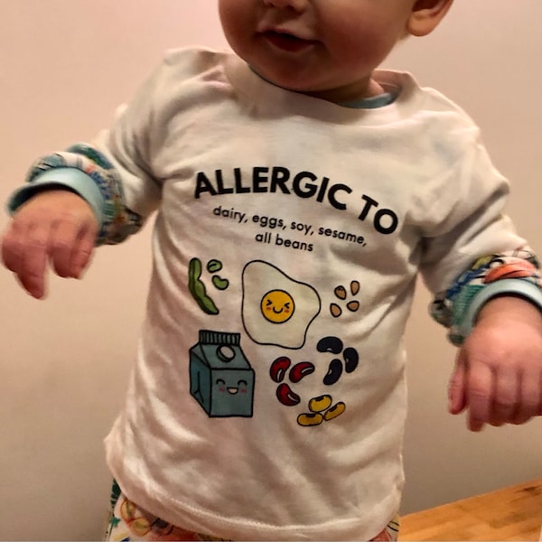 Custom Kids Allergy Graphic Tee, Food Allergies Shirt, Personalized ...