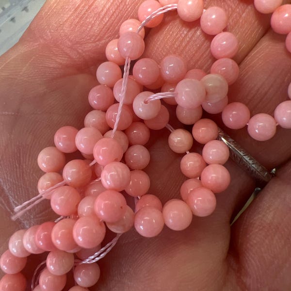 Angel Skin Pink Coral Round Beads, Dyed Bamboo Coral, 15" Strand (2mm ...