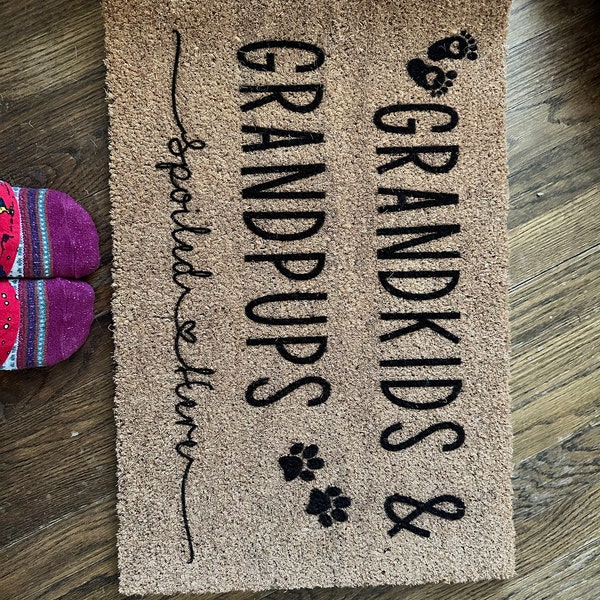 Grandkids and Grandpups Spoiled Here Doormat for Grandma Welcome Mat ...