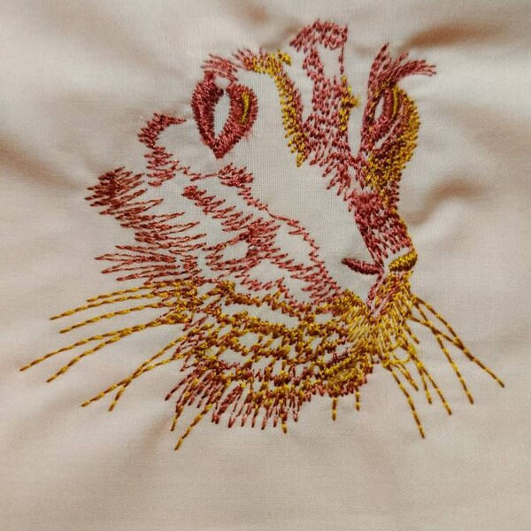 Cute Tabby Cat on a BLACK Background Machine Embroidery Design Cute ...