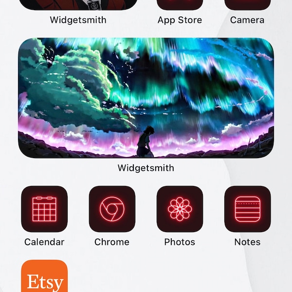 Red Neon App Icons, Neon Aesthetic Ios 14 Icons, iPhone Icon Pack Neon ...