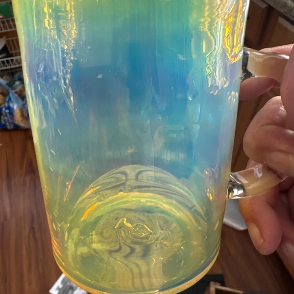 Color Changing Glass Mug Handblown Coffee and Tea Cup Iridescent Glass ...
