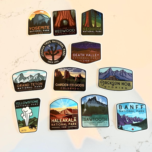 National Park Sticker Set: Waterproof Vinyl Decals - Etsy