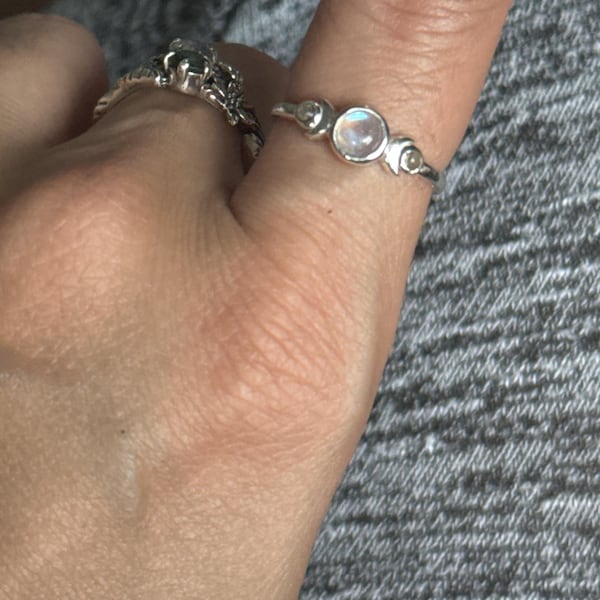 Silver Moon Ring, Genuine Moonstone Ring, 925 Sterling Silver Ring ...