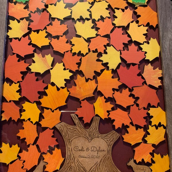 Personalized Fall Wedding Tree Drop Box Guest Book Alternative | Unique ...