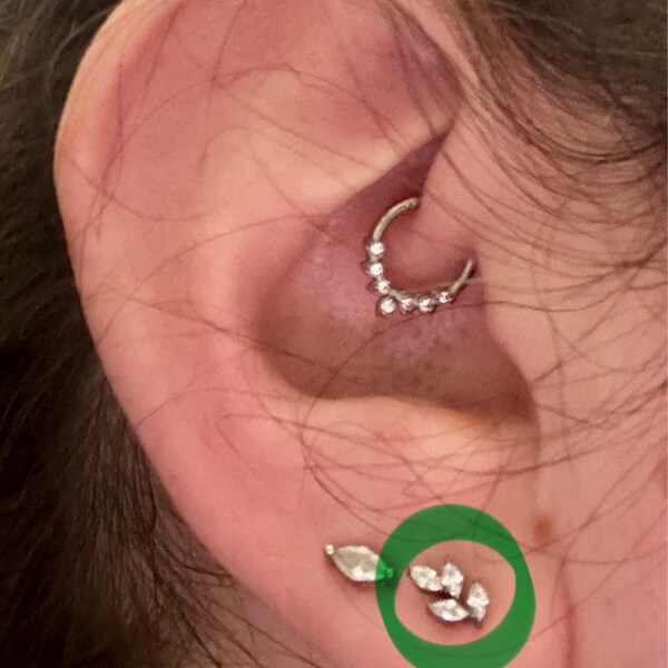 Titanium Flower Vertical Dangle Hidden Helix Chain Piercing, Threaded ...