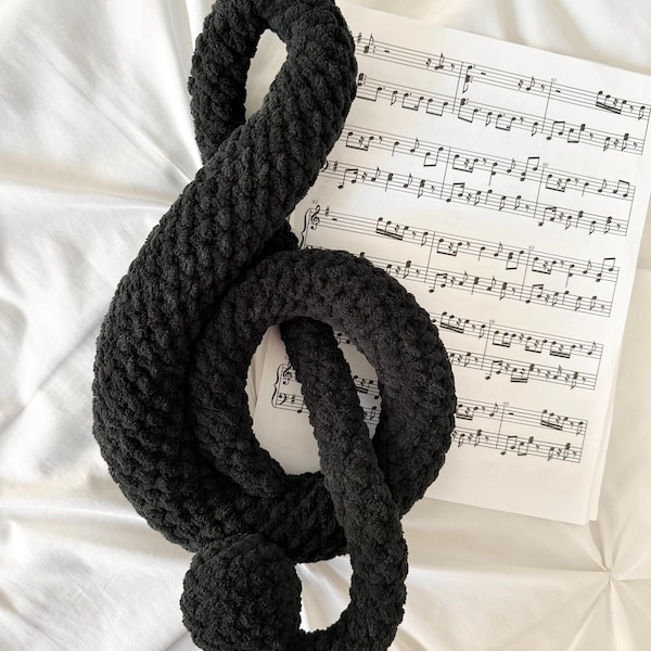 Crochet Treble Clef Pillow PDF Pattern | Crochet Treble Clef ...
