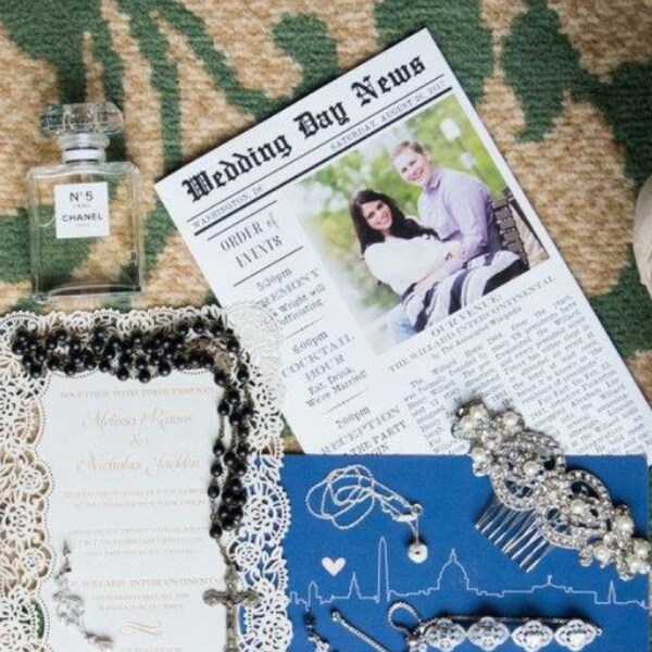 Mini NEWSPAPER Wedding Program - Custom - VINTAGE Rustic Modern ...