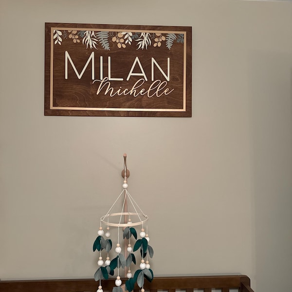 Custom Wood Name Sign: Hanging Branches Nursery Decor - Etsy