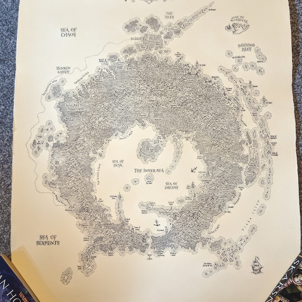 Large Ulthuan Map (warhammer) – Illustrated, Hand Printed on Hand Made ...