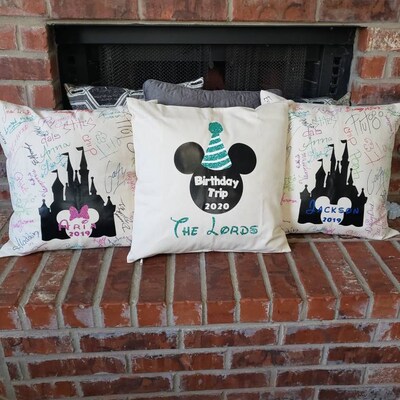 Personalized Disney Mickey / Minnie Character Autograph Pillow Cover ...
