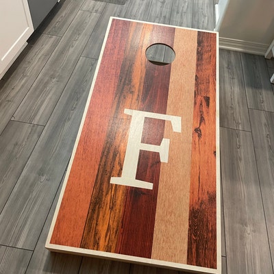 Multicolored Monogram White-washed Stained Cornhole Set With Bags ...