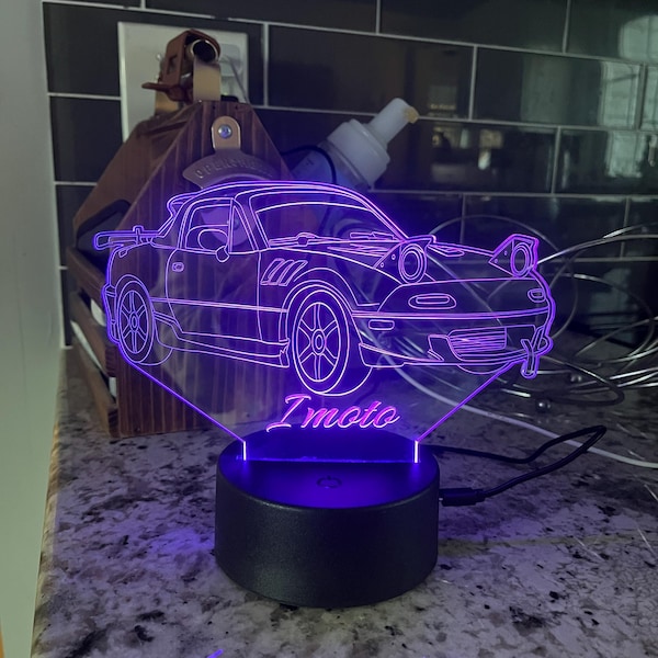 Custom Car Acrylic LED Lamp, Custom Car Lamp Gift, Car Lovers Lamp Gift ...