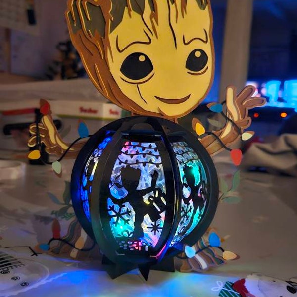Groot Lantern Paper Cut File, Groot Shadow Box, Groot 3D Box, Groot ...