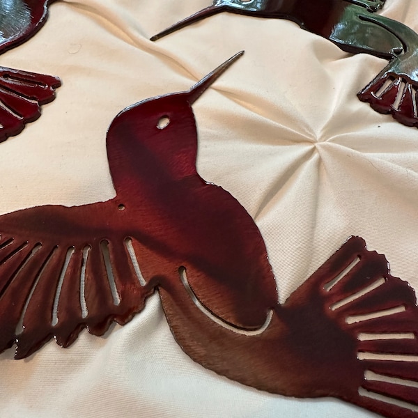 Hummingbird Copper Red Pair Metal Wall Art Décor 6" X 6" Each - Etsy