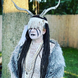 Custom Shaman's Mask, Deer Leather, Glass Crow Beads, Shamanic Eye ...