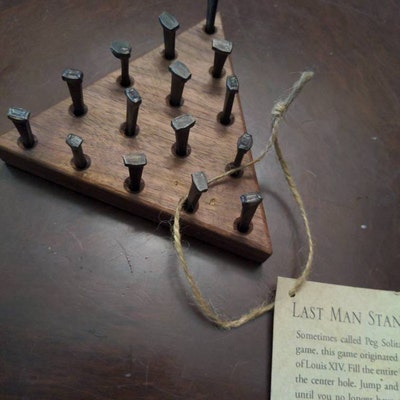 Cross Peg Solitaire Handmade Wooden Brain Teaser Cracker Barrel Game ...