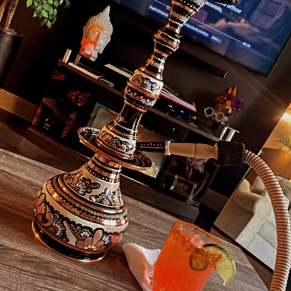 Copper Shisha, Engraved Copper Hookah, Hand Carved Pure Copper Water ...