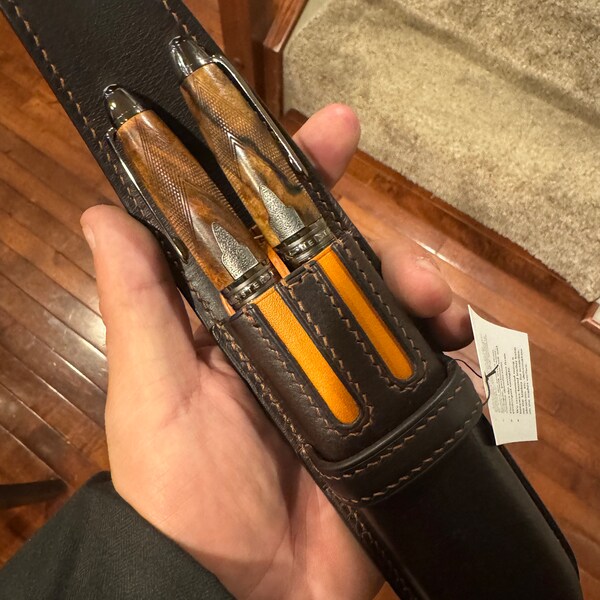 Coffee Bean Leather 2-pen Case: Luxury Personalized Fountain Pen Holder ...