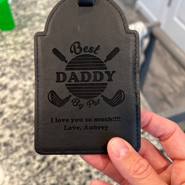 Best Dad by Par Personalized Leatherette Golf Bag Tag, Personalized ...