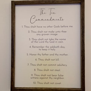 The Ten Commandments Sign Wood Framed Canvas Sign Inspirational Sign ...