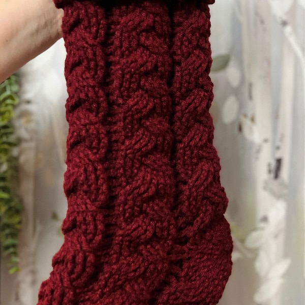 CROCHET PATTERN & VIDEO/ Cozy Cottage Cabled Stocking, Christmas Decor ...