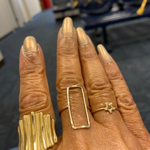 Rectangle Ring, Open Rectangle Ring, Long Modern Ring, Simple Open Ring ...