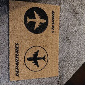 Arrivals Departures, Departures Arrivals Door Mat, Airplane, Flight ...