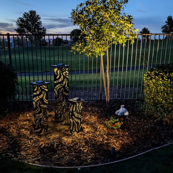 Garden Column - Garden Pillar - Wave Ripple Pattern / Steel Metal Art ...