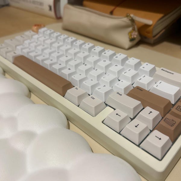 Minimal & Soft Beige and Brown Keycap Set PBT Cherry Profile Dye ...