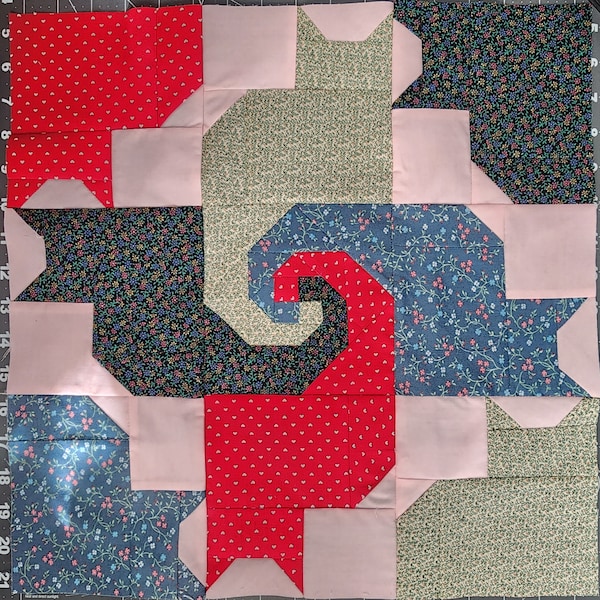 Digital Pdf|cats Quilt Pattern|cats Quilt Block Pattern|snail's Trail ...