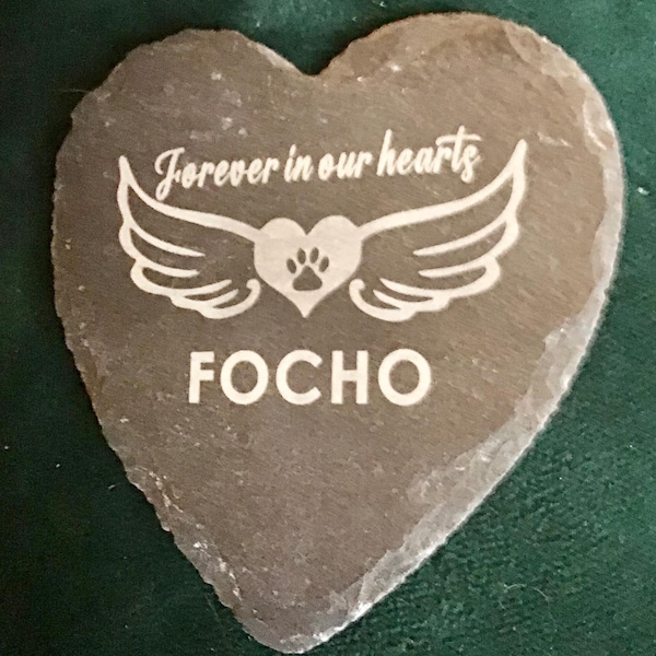Custom Engraved Pet Memorial Stone, Personalized Slate Dog Cat Memorial ...