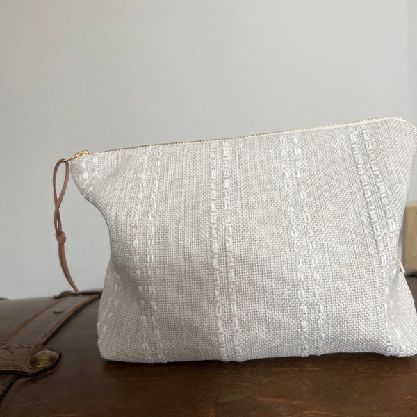 Creamy White Makeup Bag, Unique Cosmetic Bag, Minimalist Pouch, Tone on ...