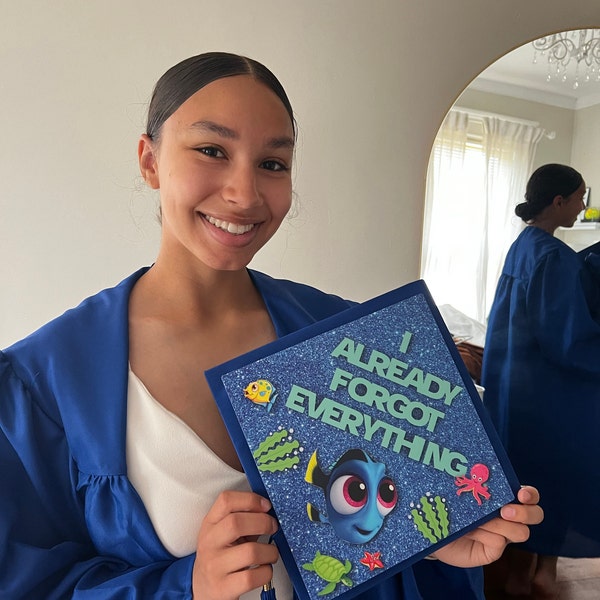 Printed Graduation Cap Topper, Forgot Everything, Finding Nemo ...