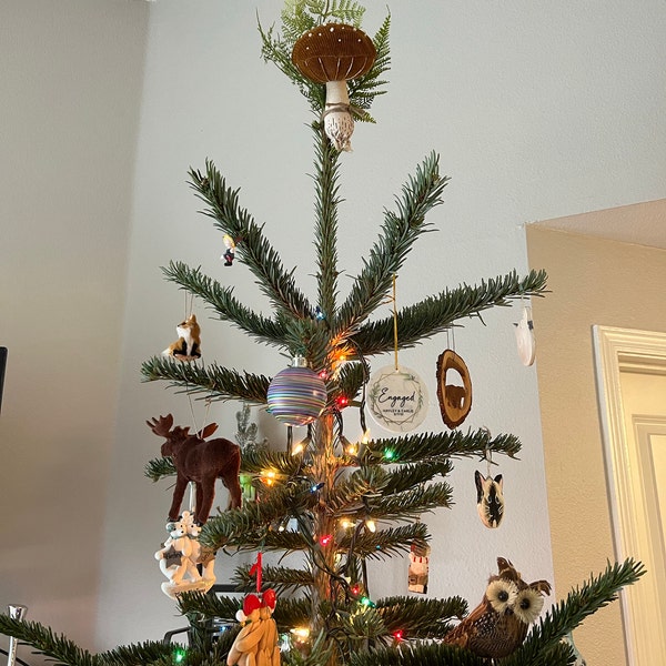 Turquoise and Dark Iridescent Mushroom Tree Topper - Etsy